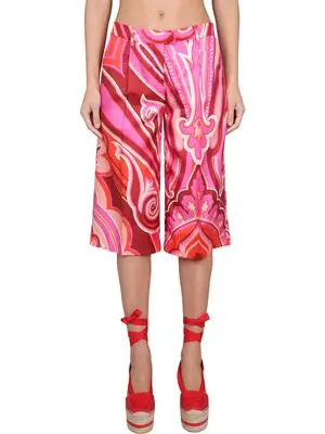 Etro Silk And Cotton Bermuda Shorts - Fuchsia