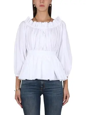 Alexander McQueen Cotton Poplin Top - White