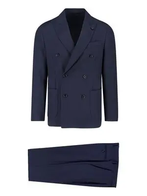 LARDINI Tagliatore Virgin Wool Double-breasted Suit - Blue