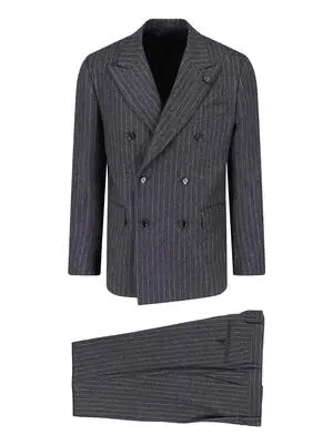 LARDINI Tagliatore Virgin Wool Double-breasted Suit - Gray