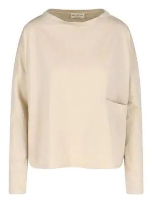 MA'RY'YA Round Neckline T-Shirt Beige
