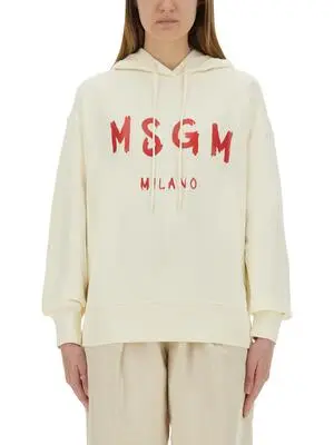 MSGM Sweatshirt With Brushed Logo - Ivory