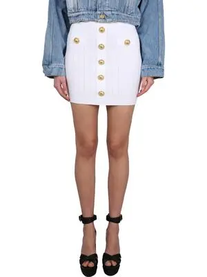 Balmain Mini Skirt With Button Detail - White