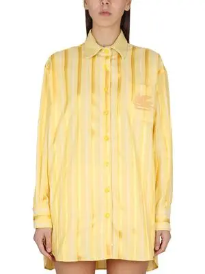 Etro Silk-blend Button-down Shirt - Yellow