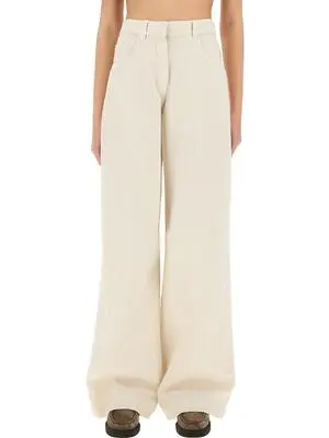 Brunello Cucinelli Wide Leg Denim Pants - Ivory