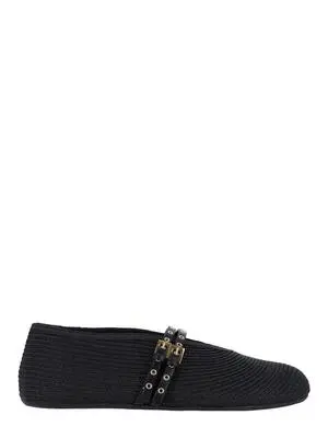 Alaïa Flat Straw Ballerinas - Black