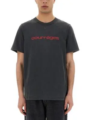 COURREGES Logo Print T-shirt - Black