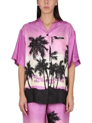 Palm Angels Sunset Print Shirt - Purple