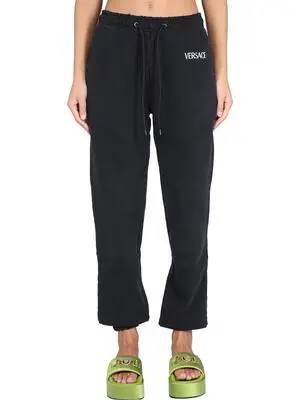 Versace Jogging Pants With Logo - Black