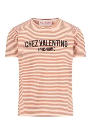 Valentino Garavani Chez' Striped T-shirt - Orange