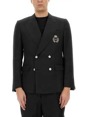 Dolce & Gabbana Double-breasted Linen Jacket - Black