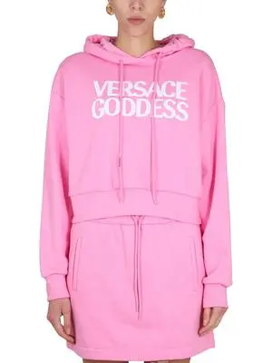 Versace Cropped Hooded Sweatshirt - Pink