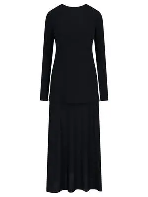 JIL SANDER Flared Midi Dress - Black