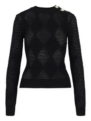 Balmain Textured Mesh Sweater - Black