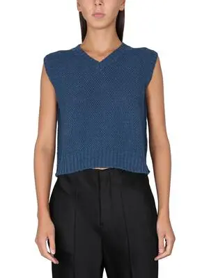 MAISON MARGIELA Basket Stitch Sleeveless Top - Blue