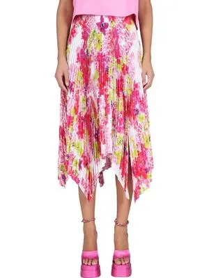 Versace Pleated Floral Skirt - Multicolour