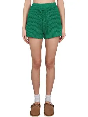Alanui Knit High-waisted Shorts - Green