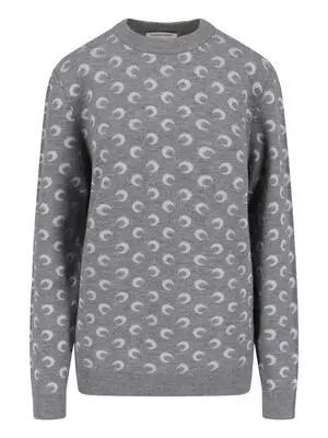 MARINE SERRE Moon Logo Knit Sweater Gray