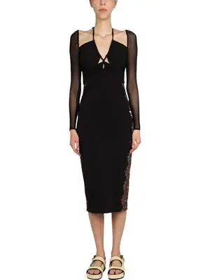 SELF-PORTRAIT Lace-trimmed Dress - Black