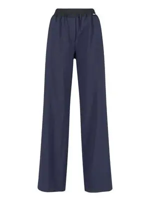 Miu Miu Virgin Wool Logo Pants - Blue