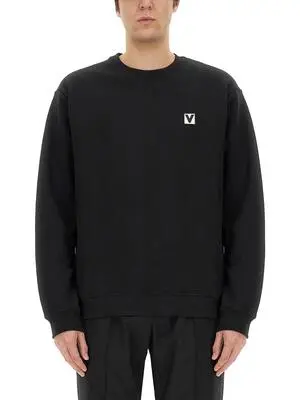 Valentino Garavani Cotton Crewneck Sweatshirt With Patch - Black