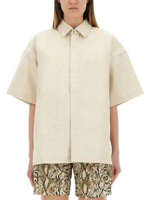JIL SANDER Heavy Cotton Oversized Fit Shirt - Beige