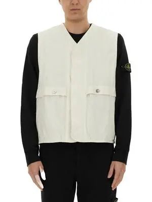 Stone Island Vests With Logo - Ivory
