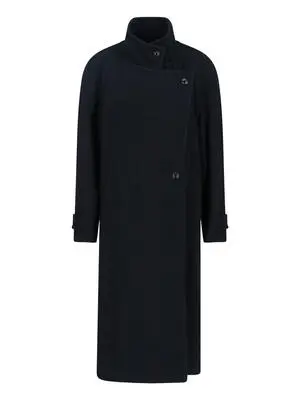 LOW CLASSIC Wool Twill Coat - Black