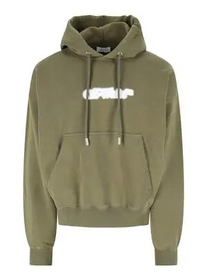 Off-White Cotton Hoodie - Green