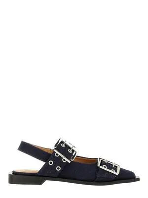 GANNI Ballerina With Buckle Denim