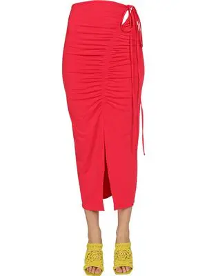 SELF-PORTRAIT Midi Jersey Skirt - Fuchsia