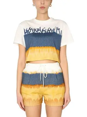 Alberta Ferretti Cropped Printed T-shirt - Yellow