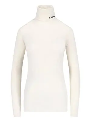 JIL SANDER Logo Turtleneck - Cream