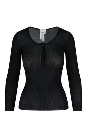 Isabel Marant Lamyli Ribbed Top - Black