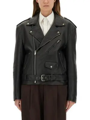 Saint Laurent Leather Biker Jacket - Black