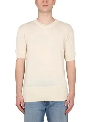 MAISON MARGIELA Wool Blend Short Sleeve Sweater - White