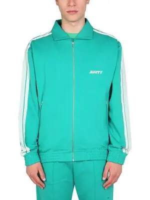 MOUTY Logo Embroidery Zip Up Sweatshirt - Green