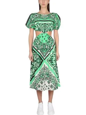 Red Valentino Bandana Print Midi Dress - Green
