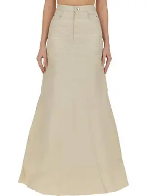 Rick Owens Full Length Linen Skirt - Beige