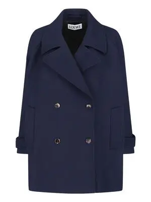 Loewe Double-breasted Wool Coat - Blue