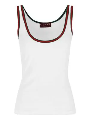 Gucci Ribbed Tank Top With 'web' Detail - White