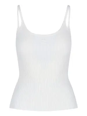 COURREGES Ribbed Logo Tank Top - White