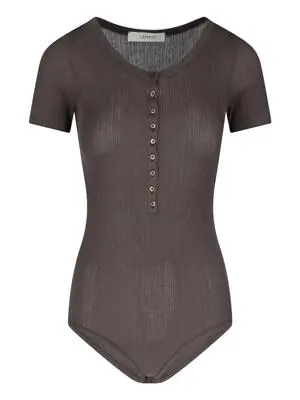 LEMAIRE Ribbed Bodysuit - Brown