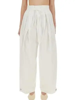 JIL SANDER Wide Pants In Cotton Gabardine - White