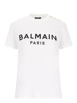 Balmain Logo Buttons T-shirt - White