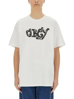 Obey Logo Print T-shirt - White