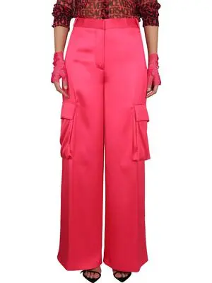 Versace Wide Leg Duchesse Pants - Fuchsia