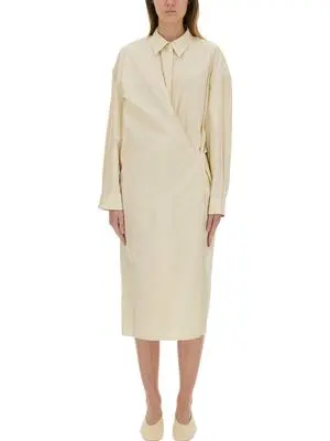 LEMAIRE Straight Collar Twisted Dress - Ivory