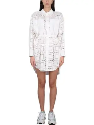 MSGM Chemisier Shirt Dress - White