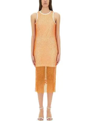 MOSCHINO JEANS Mesh And Sequin Dress - Orange